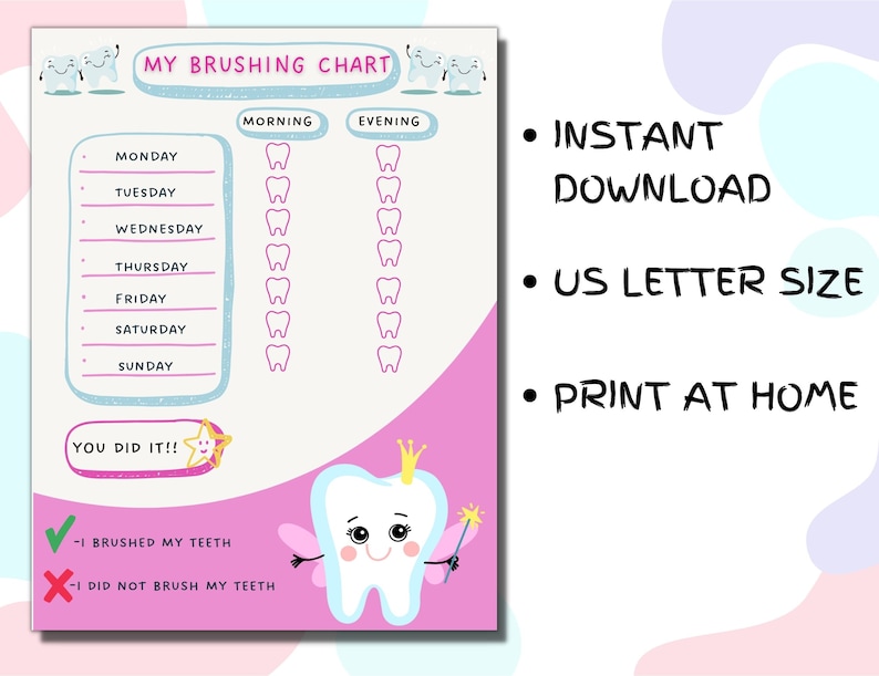 Kids Brushing Chart, Brush My Teeth, Kids Brush My Teeth Chart, Teeth ...
