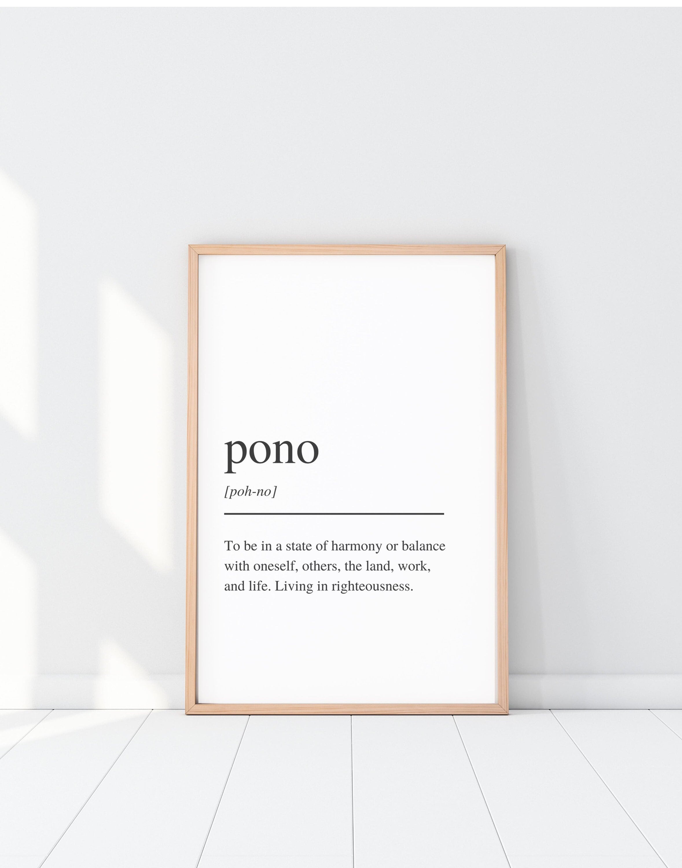 Pono Definition Print, Hawaiian Wall Art, Righteousness Definition ...