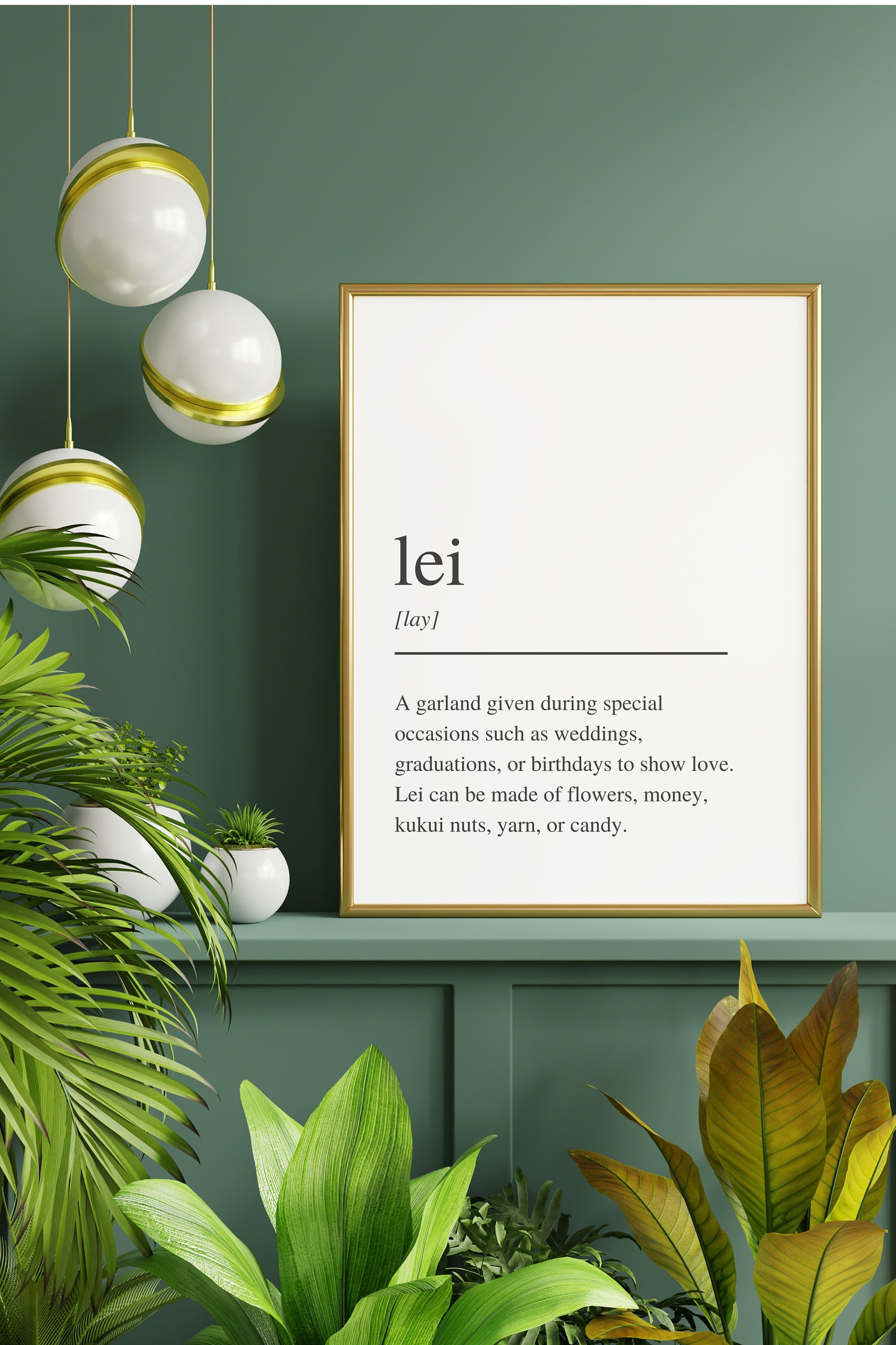 Lei Definition Print, Hawaiian Wall Art, Lei Definition Decor ...