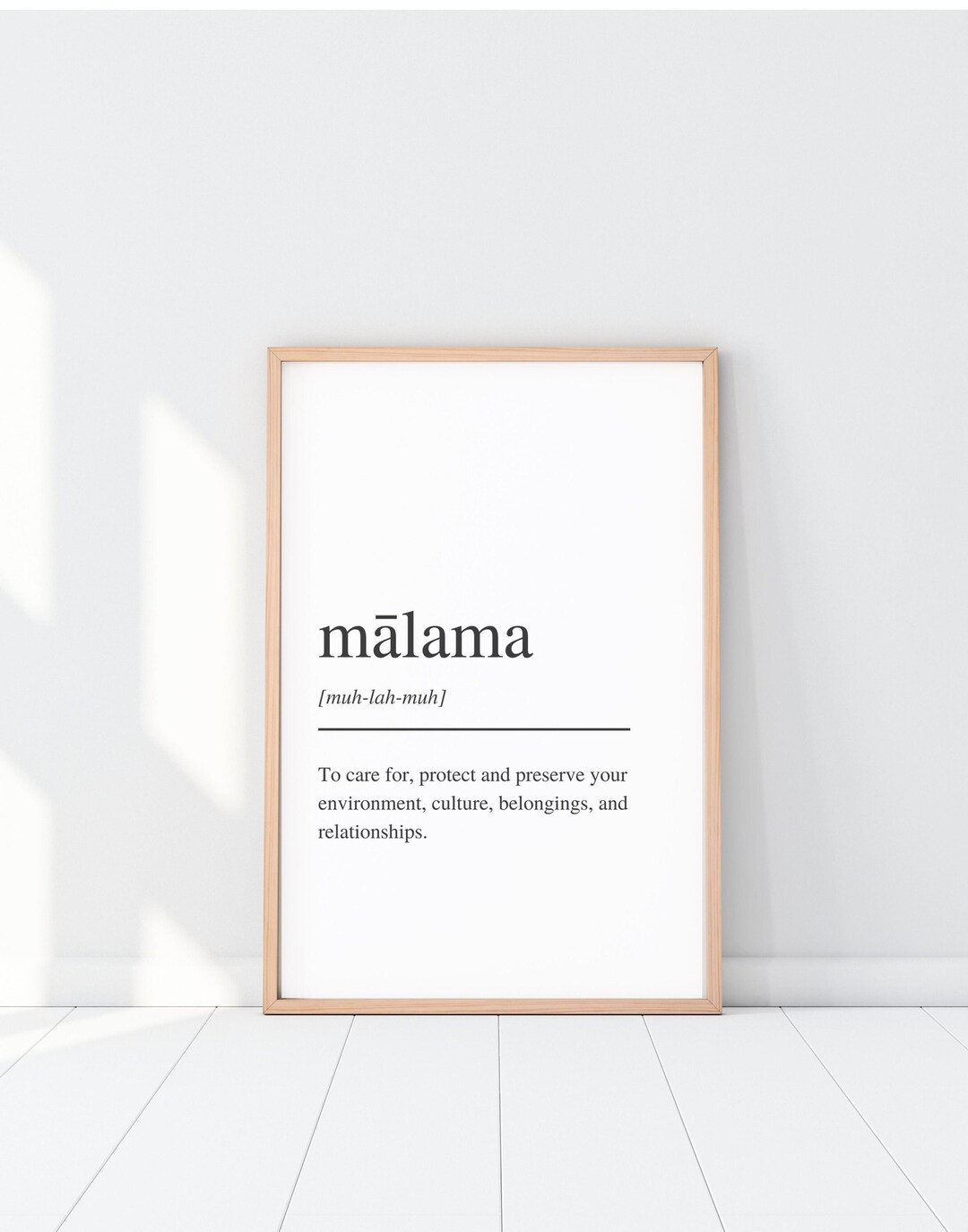 Malama Definition Print, Hawaiian Wall Art, Hawaiian Value Definition Decor, Inspirational Art ...