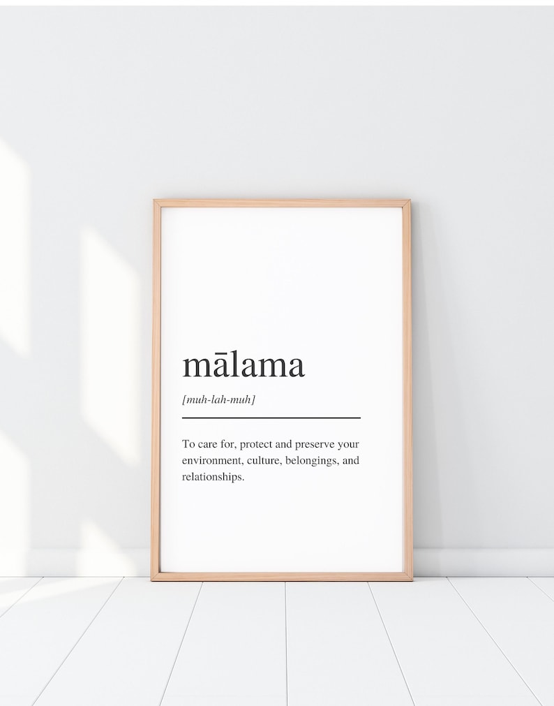 Malama Definition Print Hawaiian Wall Art Hawaiian Value - Etsy