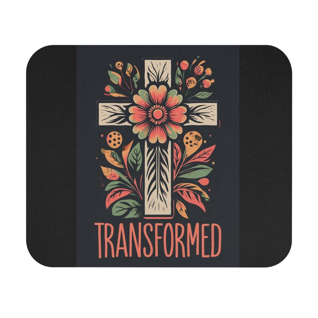 Transformed Floral Cross Mouse Pad, Inspirational Desk Accessory ...