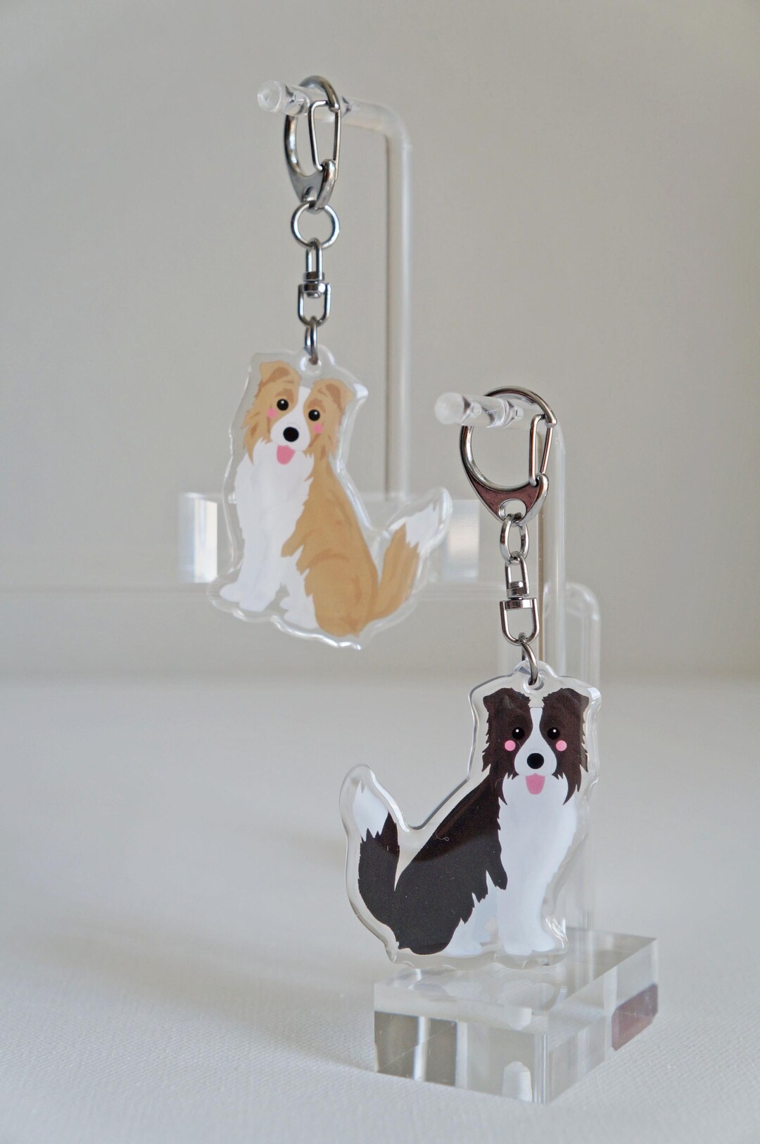 Border Collie Epoxy Keychain: Double-sided Dog Design, Bag Charm - Etsy