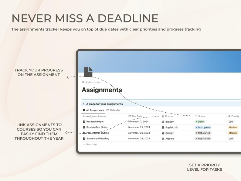 Notion Student Planner Template Digital Academic Planner for Students ...