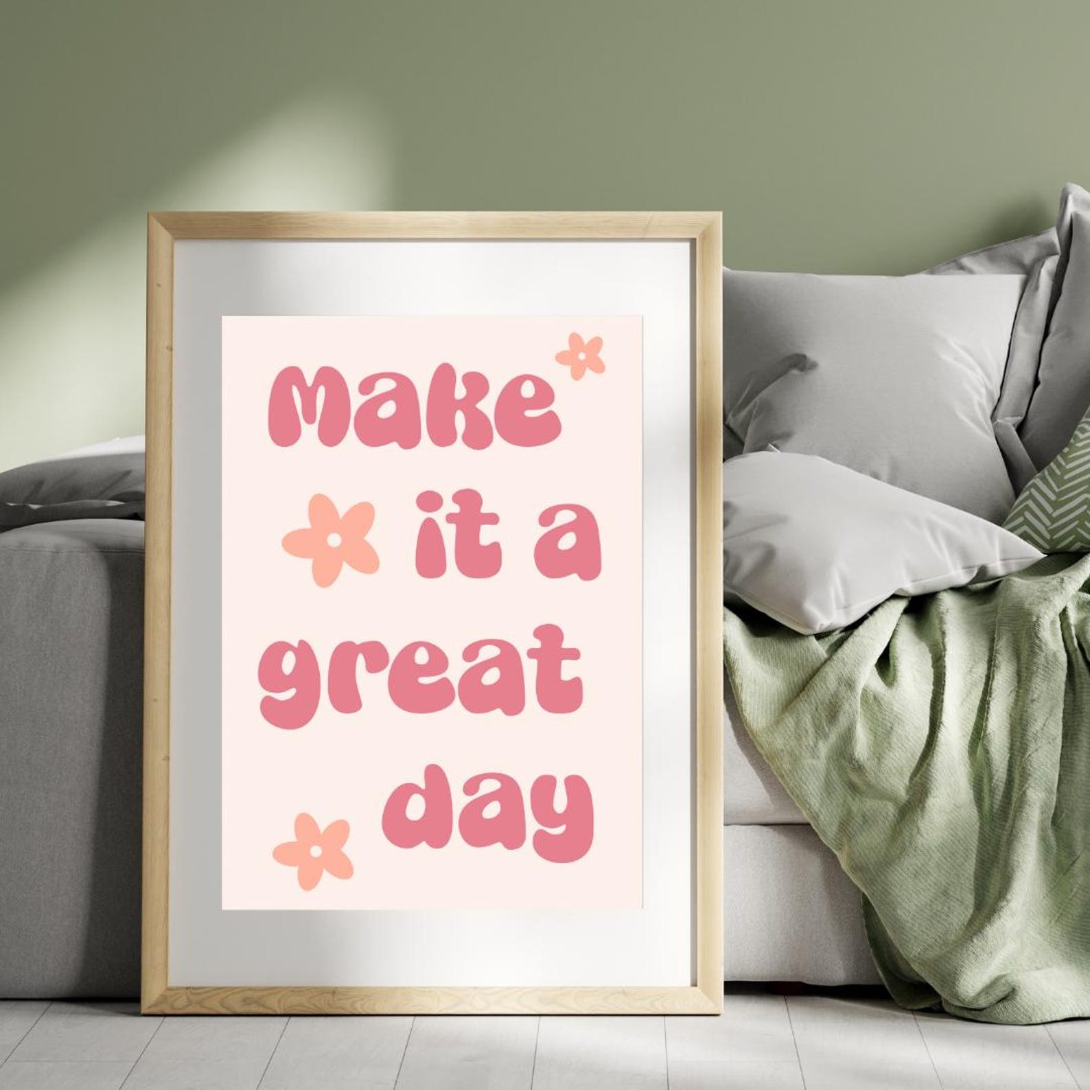 Make It a Great Day Printable Wall Art - Cute Typography Print With ...