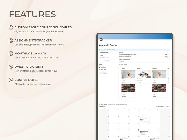 Notion Student Planner Template Digital Academic Planner for Students ...