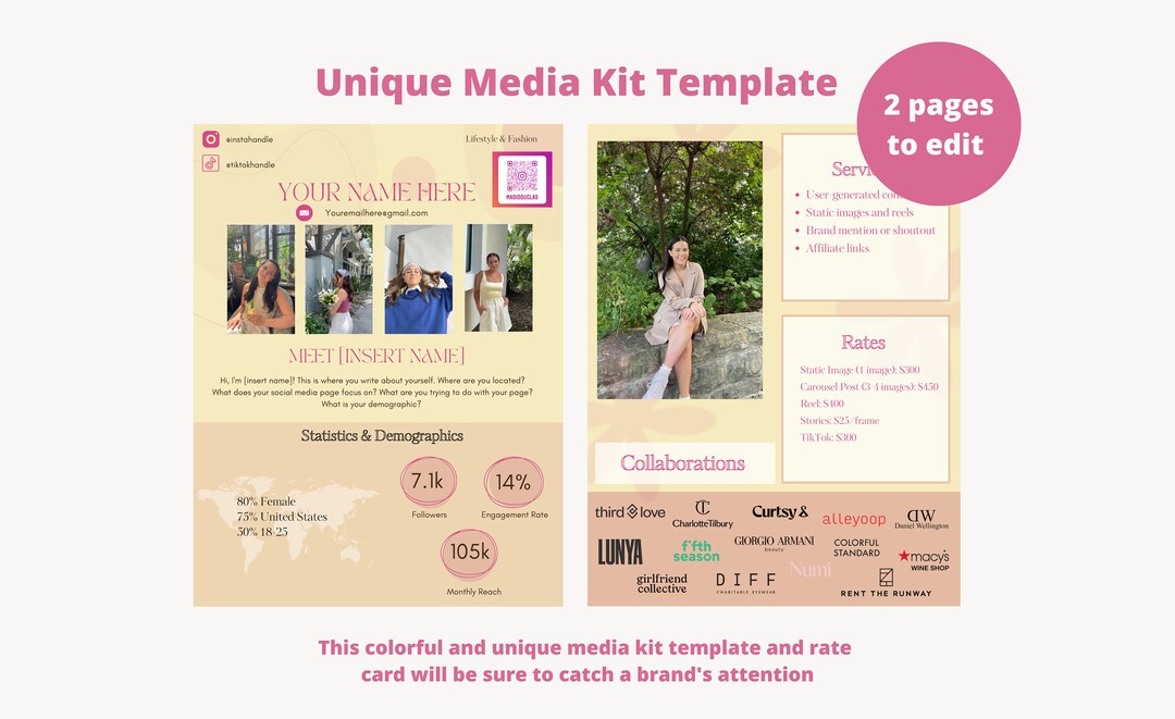 Unique Media Kit Template - Etsy