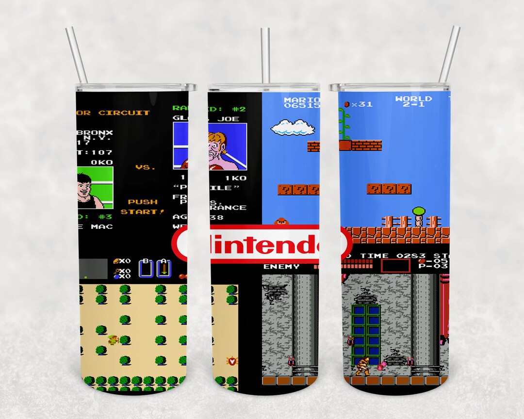 Nintendo Logo & Screenshots Video Arcade Game 20oz Insulated Stainless ...