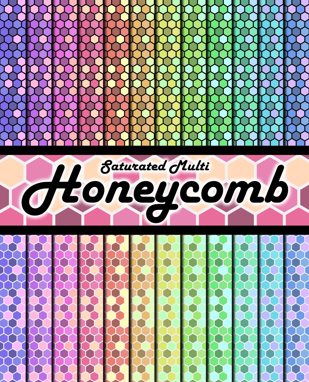 Seamless Bright Honeycomb Patterns! - Etsy