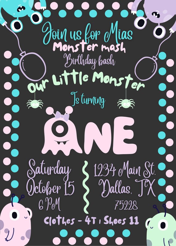 Monster Birthday Invitation - Etsy