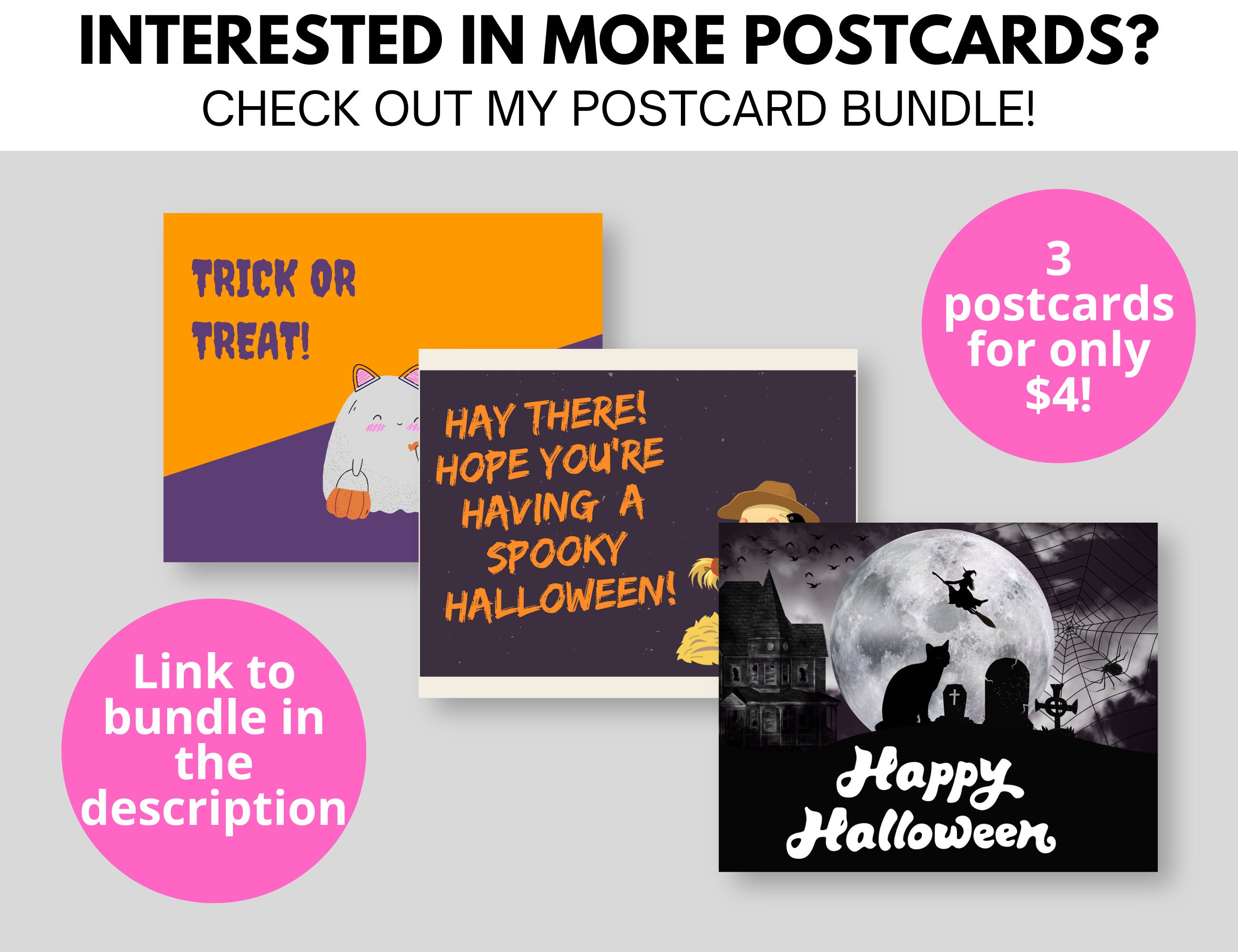 5.5 X 4.25 Inch Printable Halloween Postcard, Digital Download Postcard ...