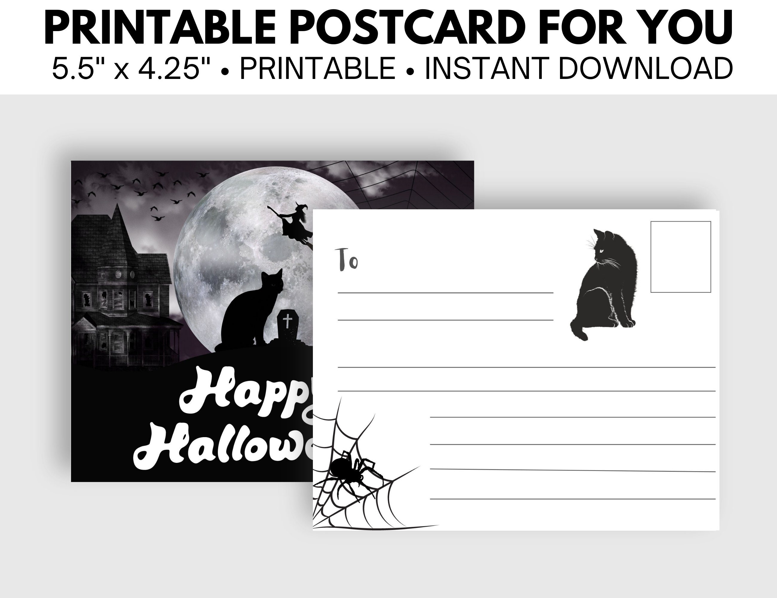 5.5 X 4.25 Inch Printable Halloween Postcard, Digital Download Postcard ...