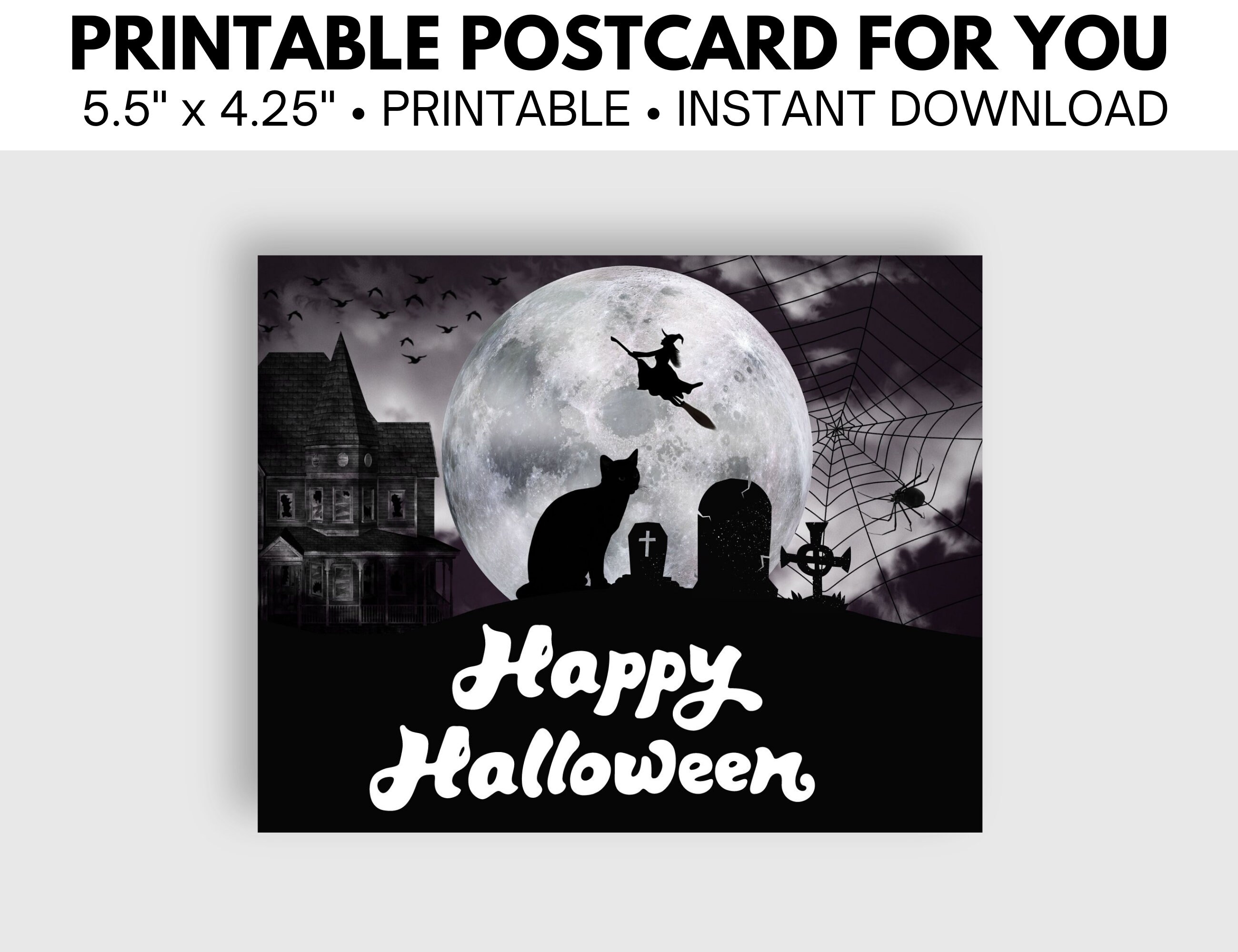 5.5 X 4.25 Inch Printable Halloween Postcard, Digital Download Postcard ...