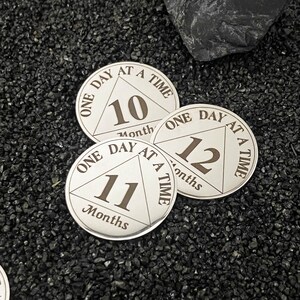 One Year AA Medallion Milestone Coins Set - 1-12 Months Combo Sobriety ...
