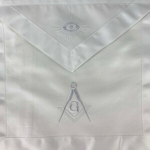 Master Mason Masonic Apron With Square & Compass and White Ribbon ...