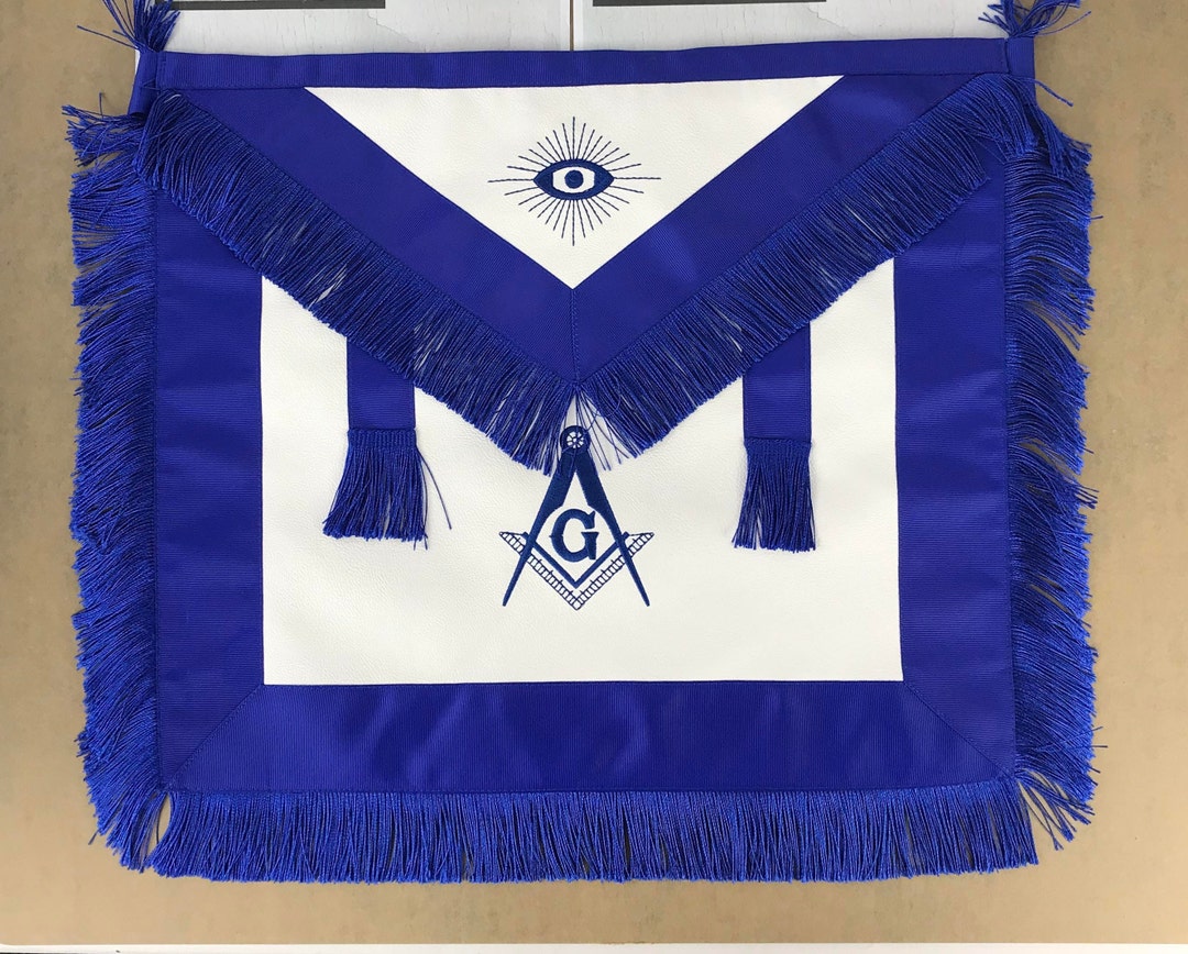 Master Mason Masonic Apron Blue Lodge White Leather Square & Compass ...