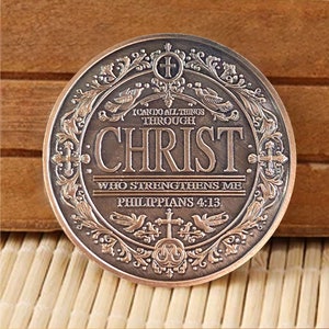 Christian Challenge Coin - Bible Verses Encouragement Pocket Token ...