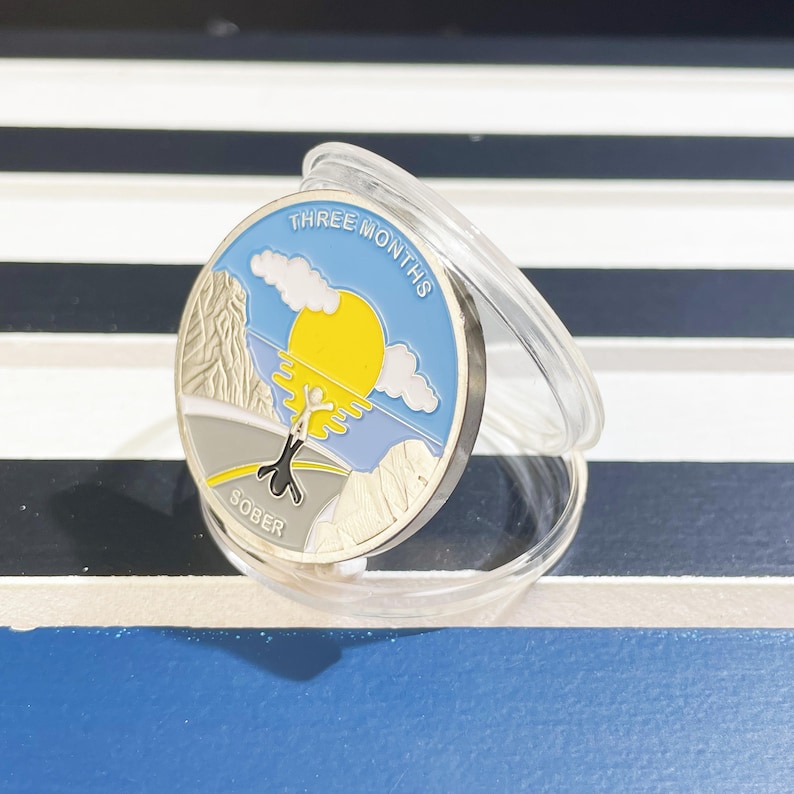 3 Months Sobriety Coin - AA Chip (1-12 Months) - AA Medallion and ...