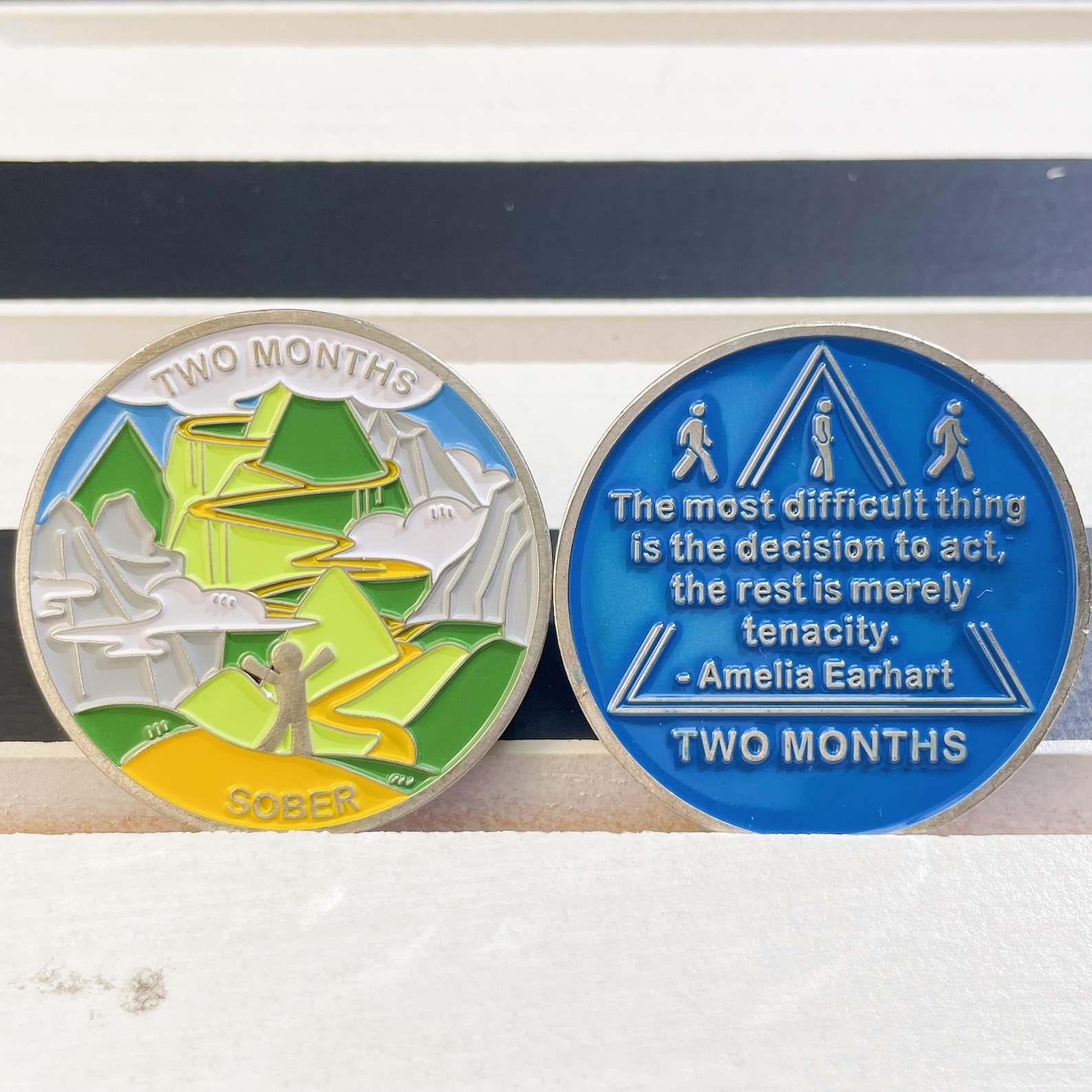 2 Months Sobriety Coin - AA Recovery Chips (1-12 Months) - AA Medallion ...