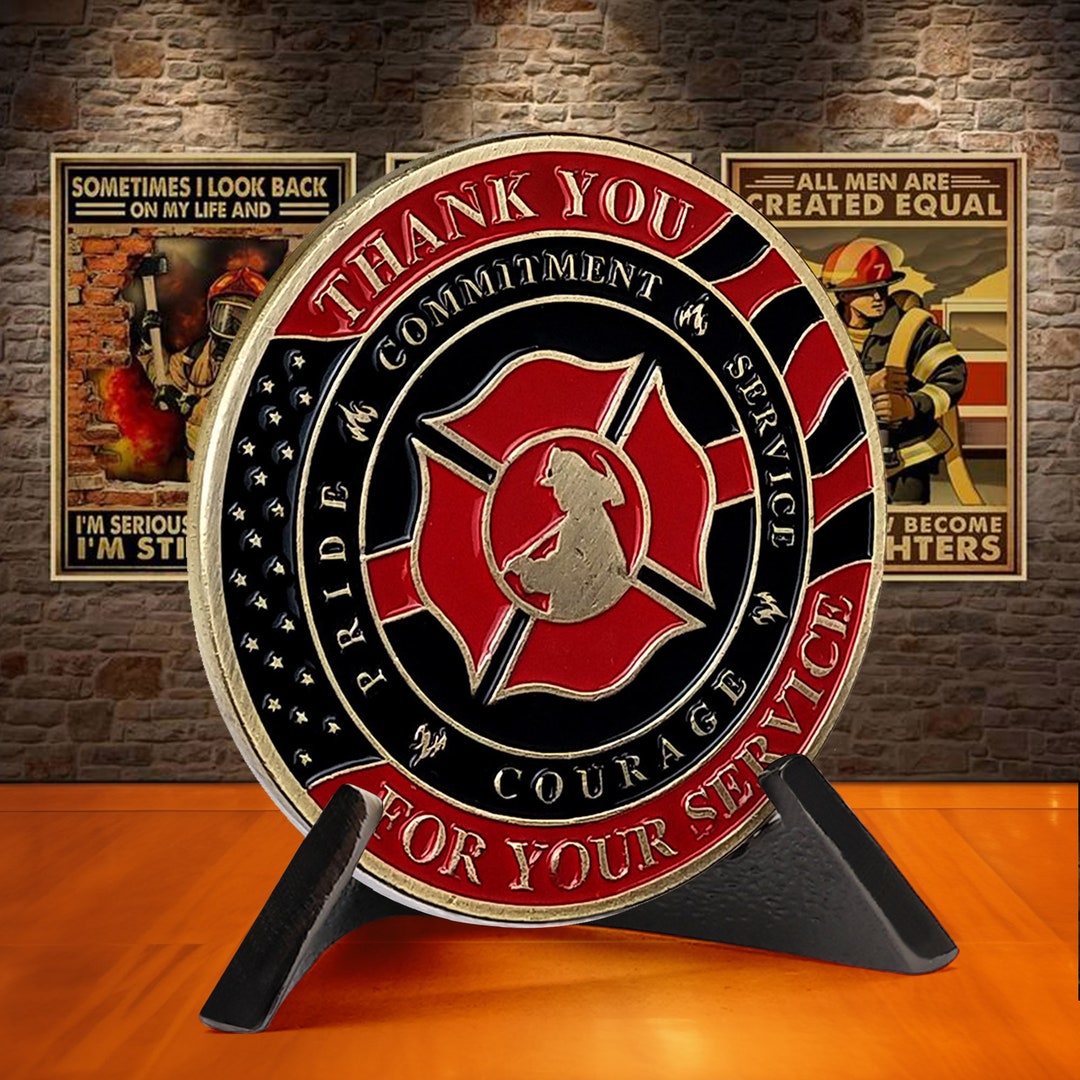 Firefighter Prayer Challenge Coin - Thin Red Line Thank You for Your ...