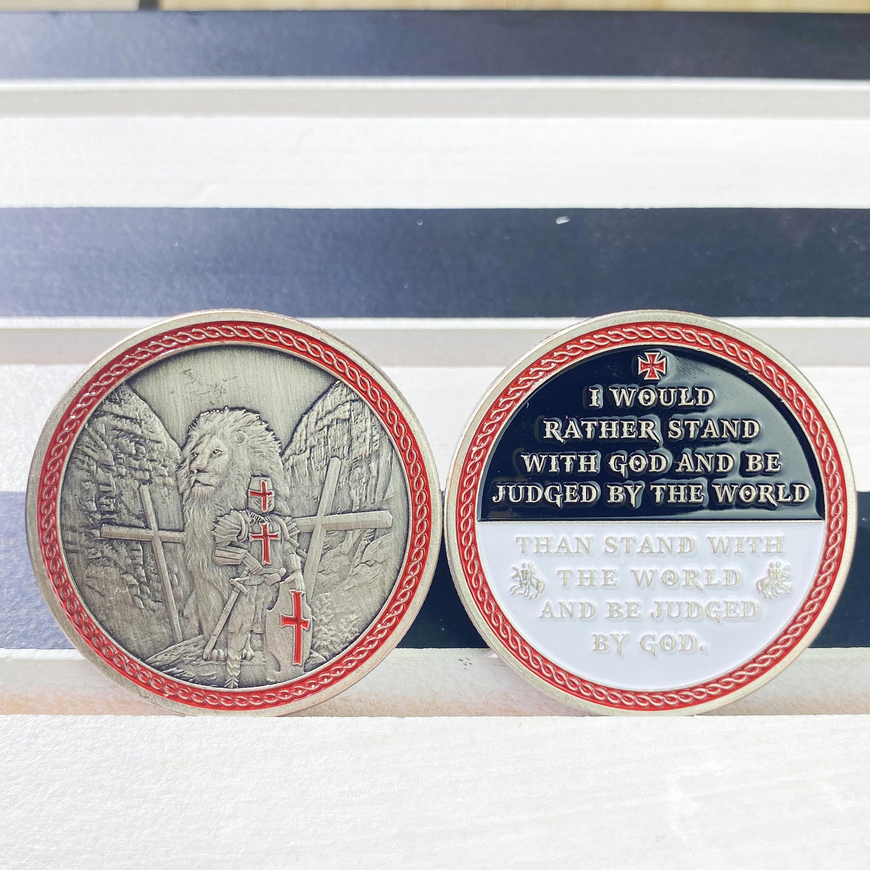 Knights Templar Challenge Coin the Knight and the Lion Coin - Etsy