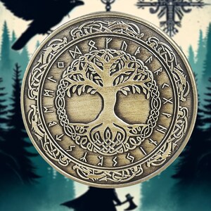 Viking Challenge Coins Yggdrasil Tree of Life Mjölnir Thor's Hammer ...