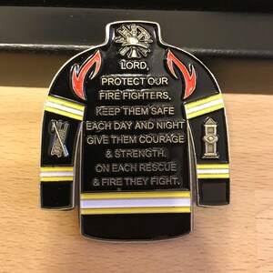 Firefighter Rescue Uniform Challenge Coin - Fireman Prayer Pocket Token ...