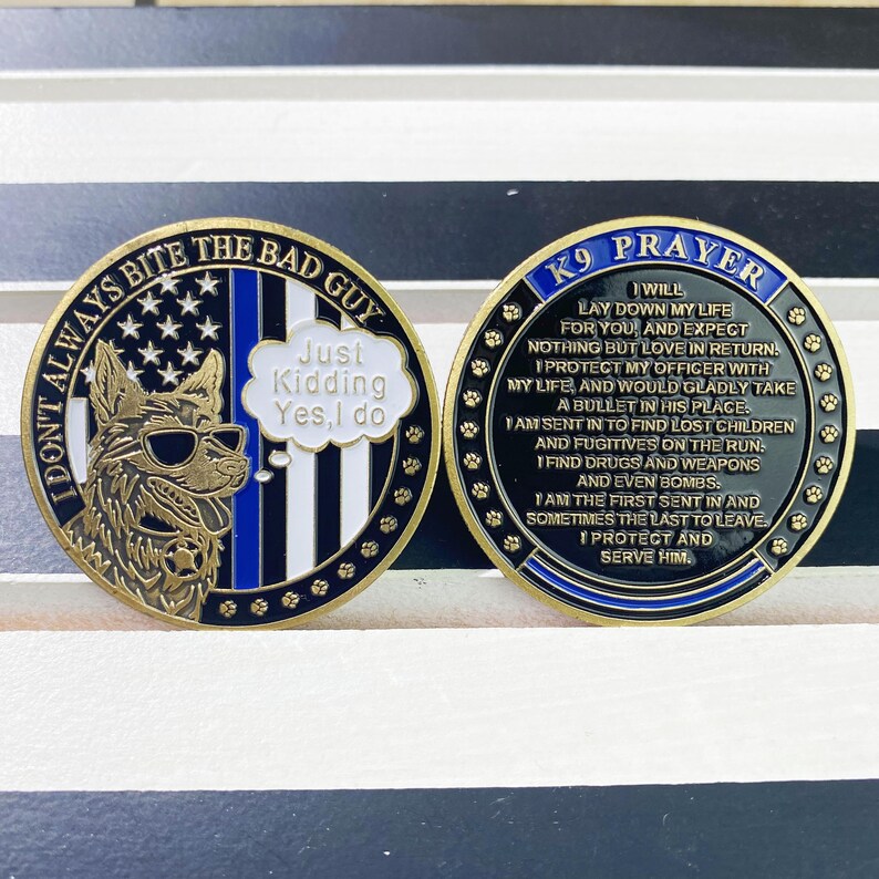 K9 Police Challenge Coin - USA Flag Challenge Coin - Police Working Dog ...