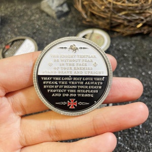Knights Templar Challenge Coin - Black Templar - Collectible Coin - Red ...