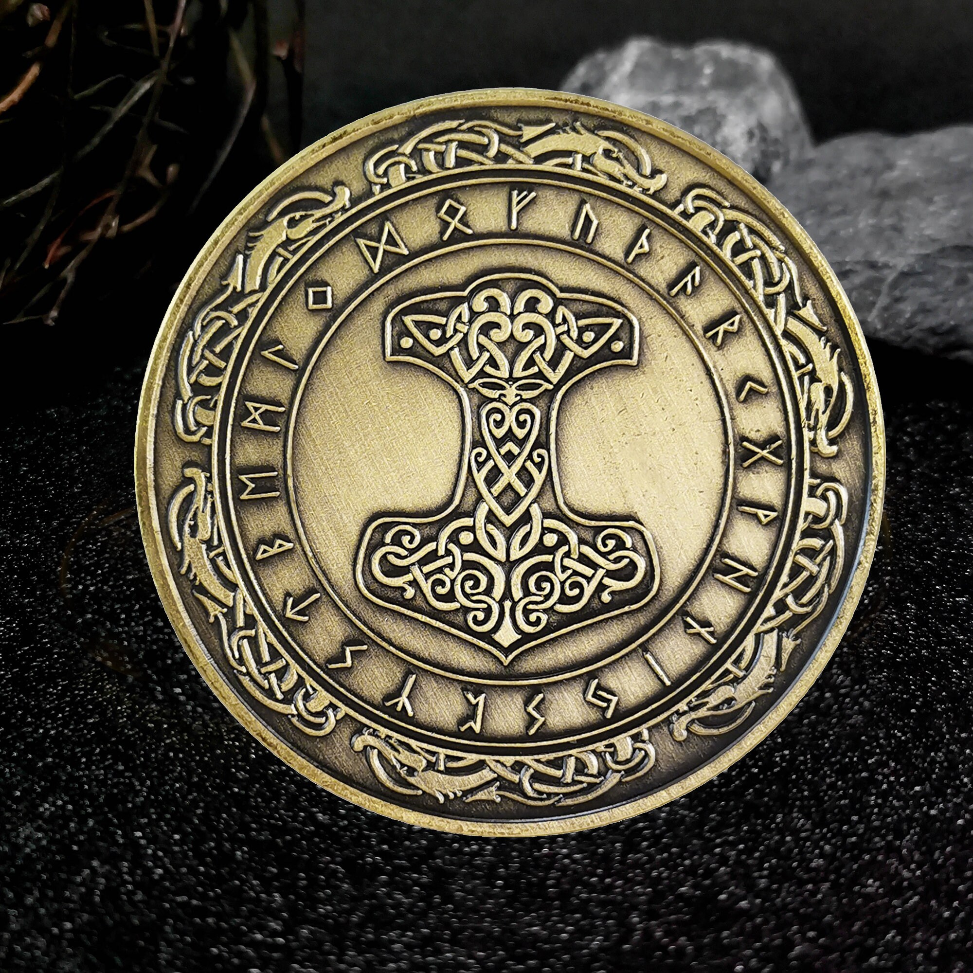 Viking Challenge Coins Yggdrasil Tree of Life Mjölnir - Etsy