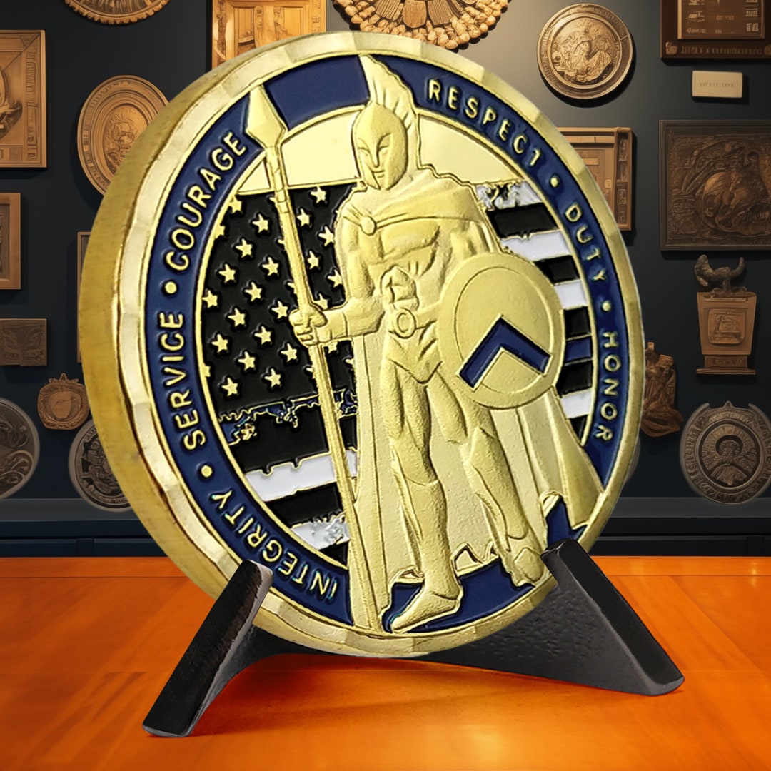 Police Officer Challenge Coin - Thin Blue Line Coin - Spartan Challenge ...