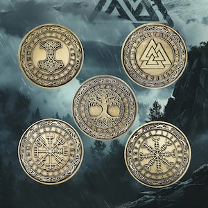 Viking Challenge Coins - Yggdrasil Tree of Life | Mjölnir Thor's Hammer ...