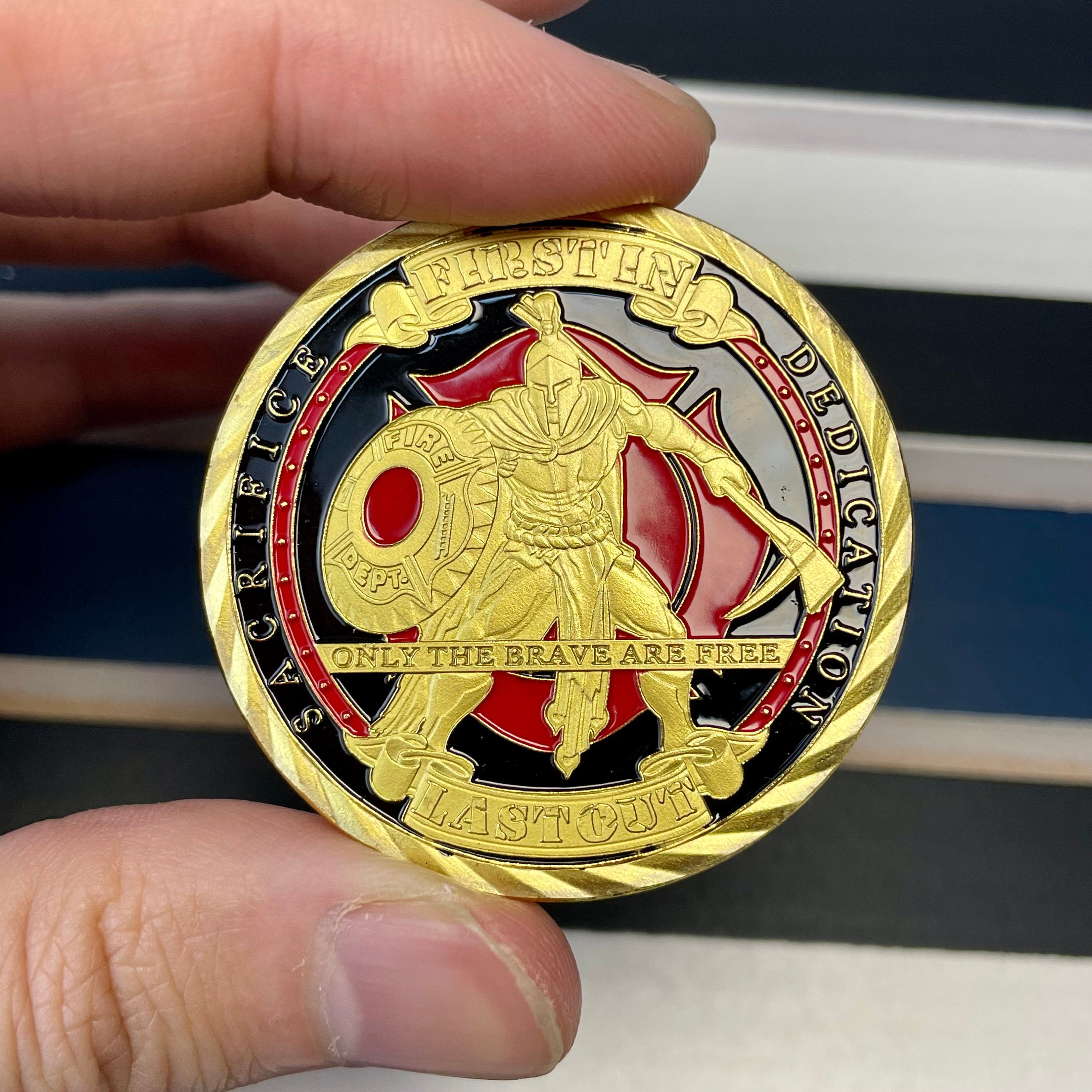 Firefighter Coin Firefighter Challenge Coin - Spartan Warrior Prayer ...