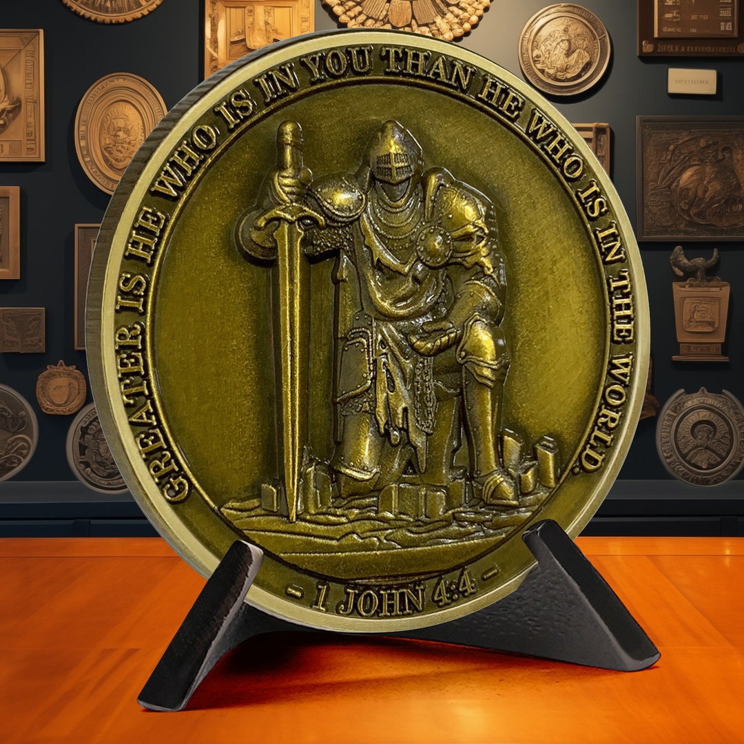 Knight Templar Christian Challenge Coin - Empower & Enlightenment Pocket Token Bible Verses ...