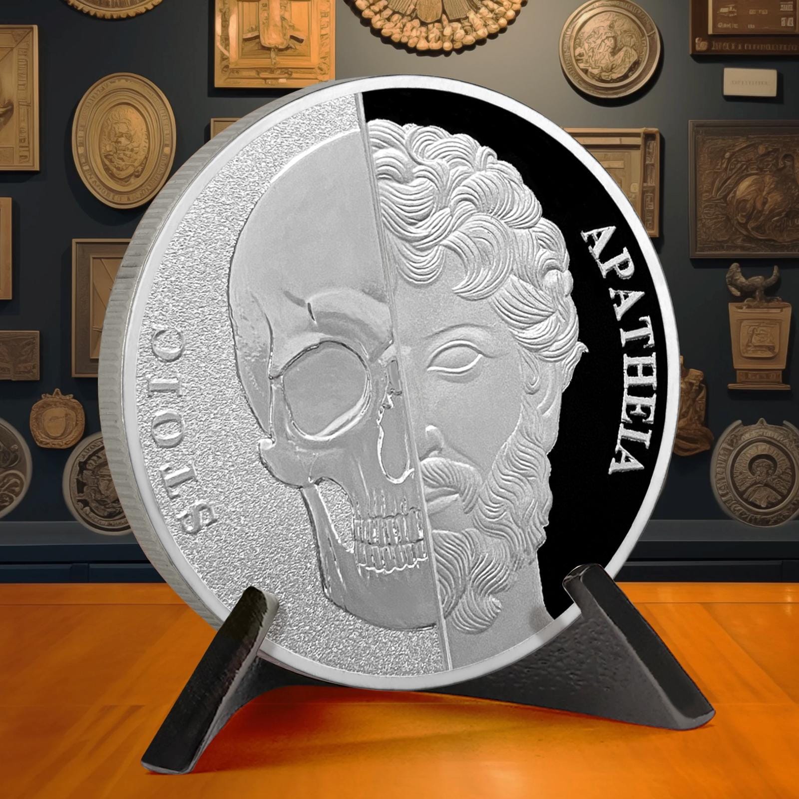 Memento Mori Coin: Asymmetrical Skull, Marcus Aurelius, Stoic Gift - Etsy