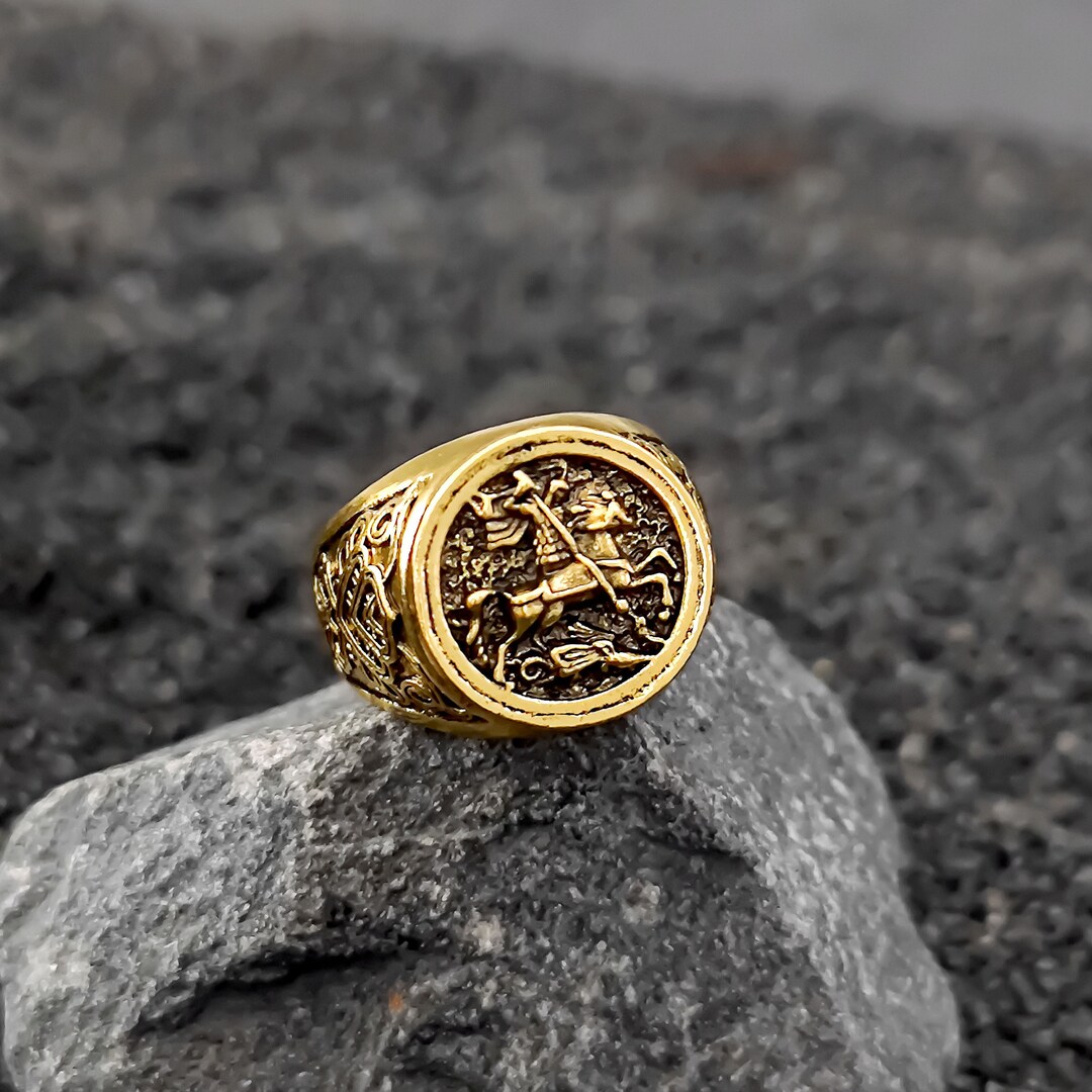 Knight Templar Ring 3D Templar Large Ring Gold & Silver Ring Black ...