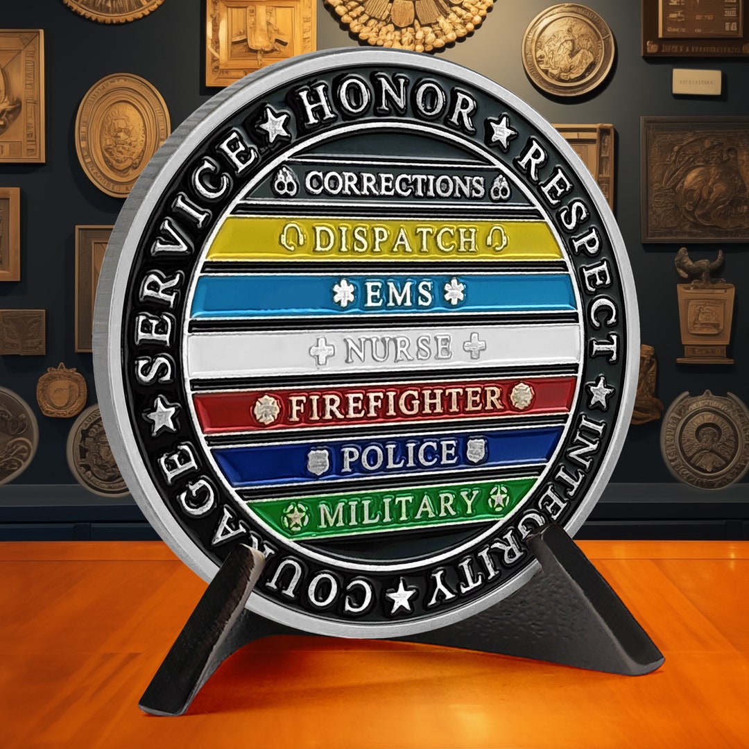 No One Fights Alone Challenge Coins - First Responders Military Thin ...