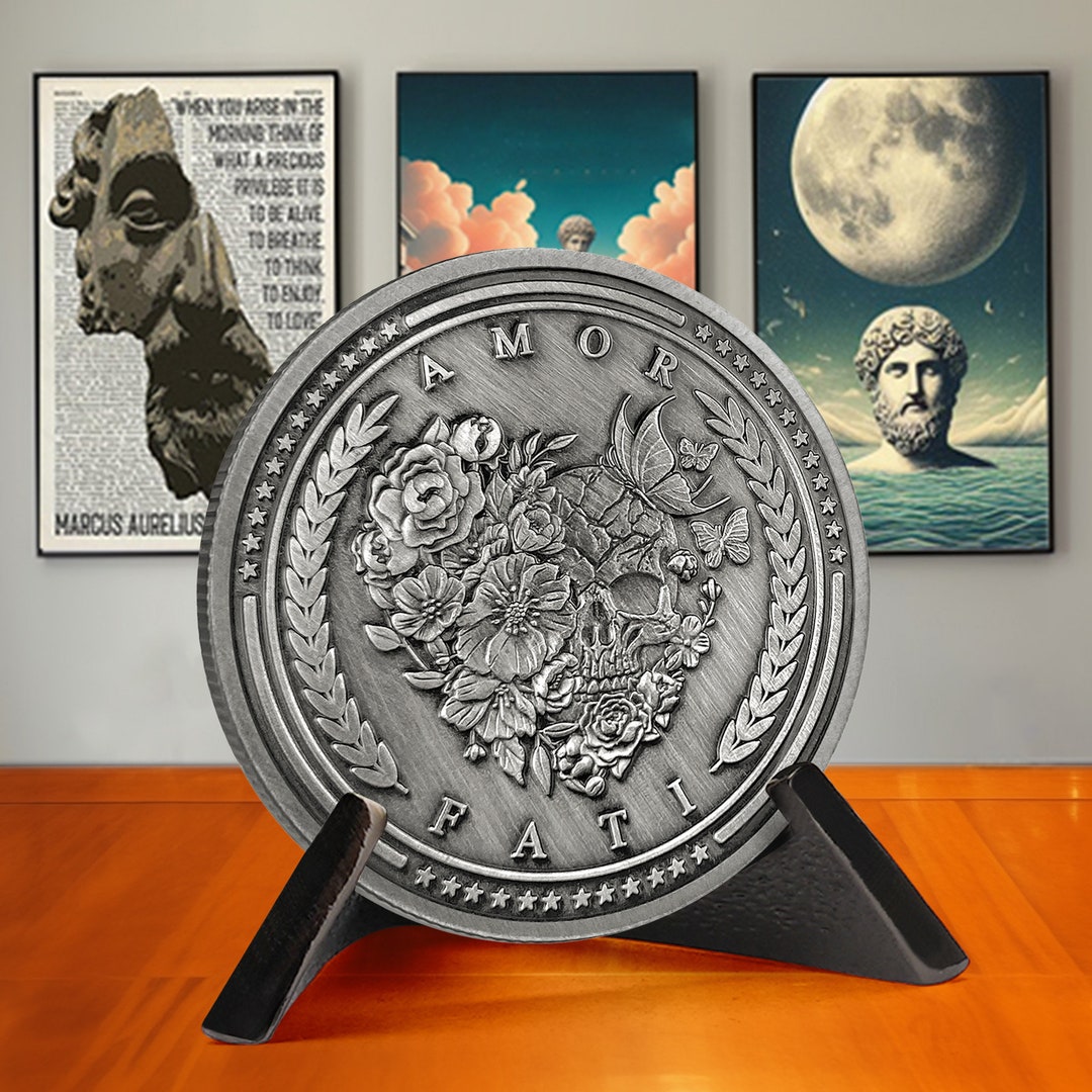 Memento Mori Coins Amor Fati Skull & Flame Coin Stoic Coin ...