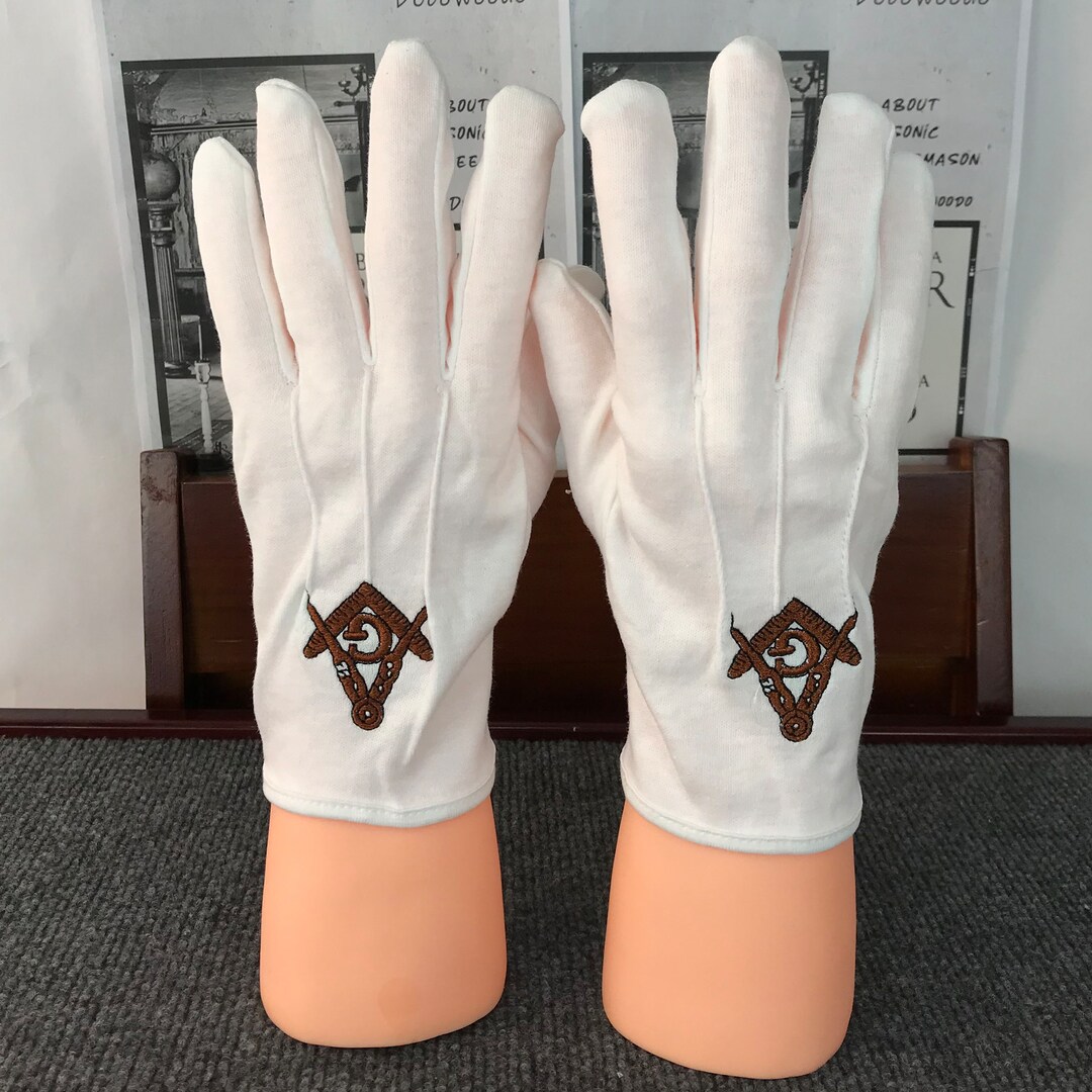 Masonic Gloves With Golden Square & Compass Freemasonry Regalia ...