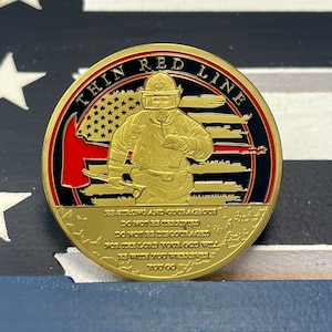 Firefighter Challenge Coin Firemancoin Thin Red Line - Etsy