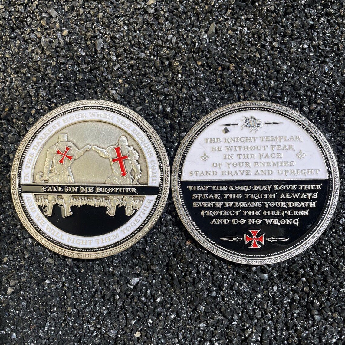 Knights Templar Challenge Coin - Black Templar - Collectible Coin - Red ...