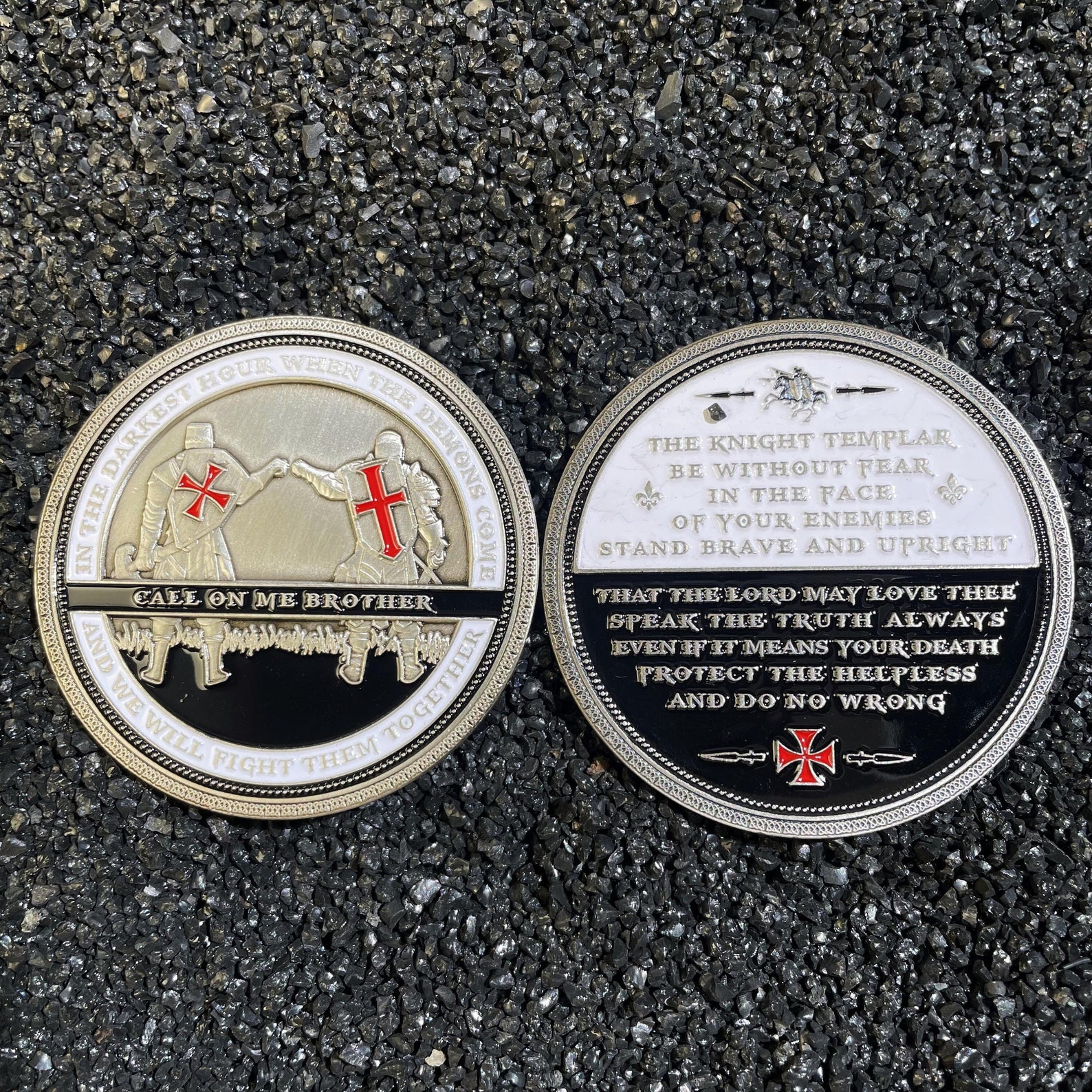 Knights Templar Challenge Coin - Black Templar - Collectible Coin - Red ...