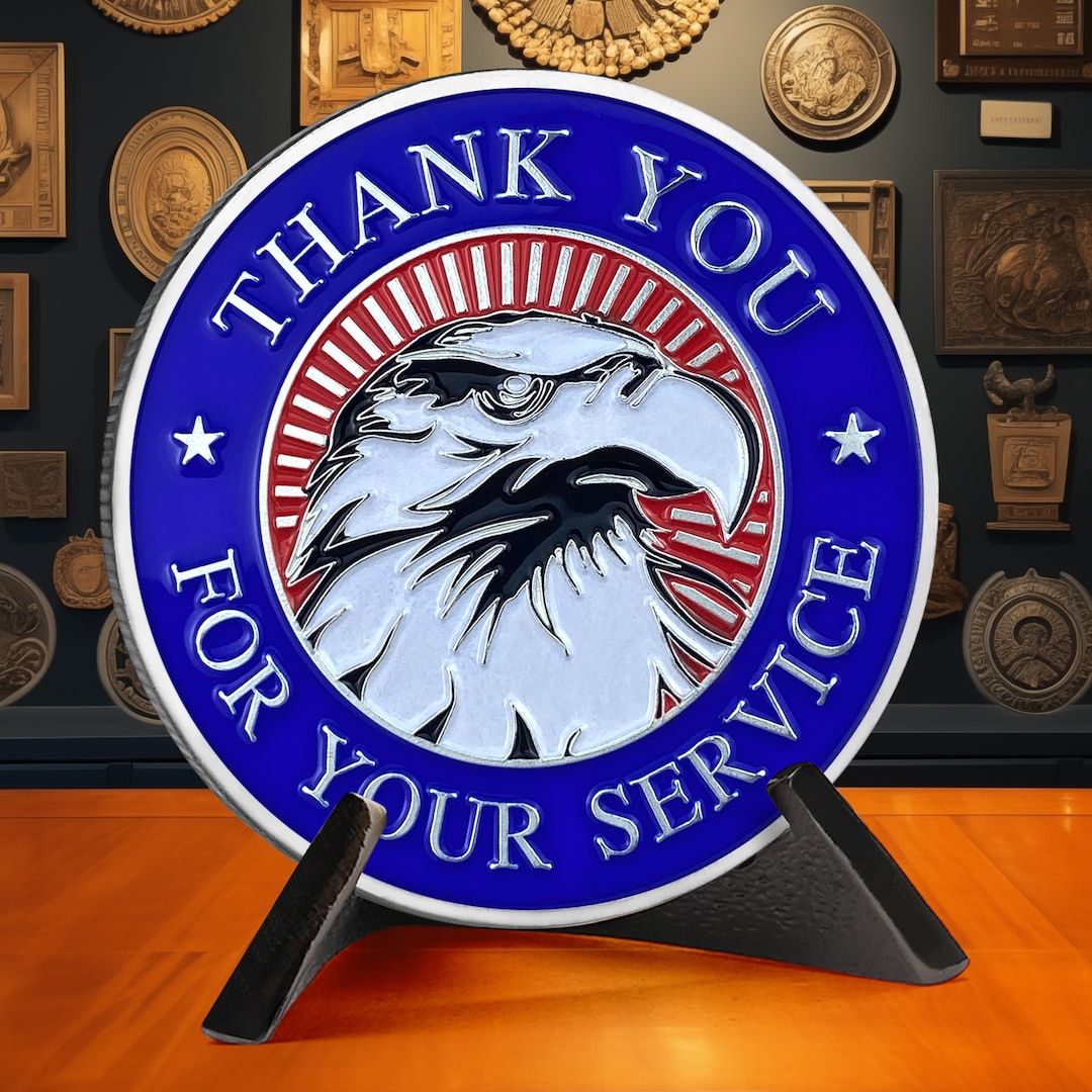 Military Veteran Challenge Coin - Eagle and American Flag Coin - Thank ...