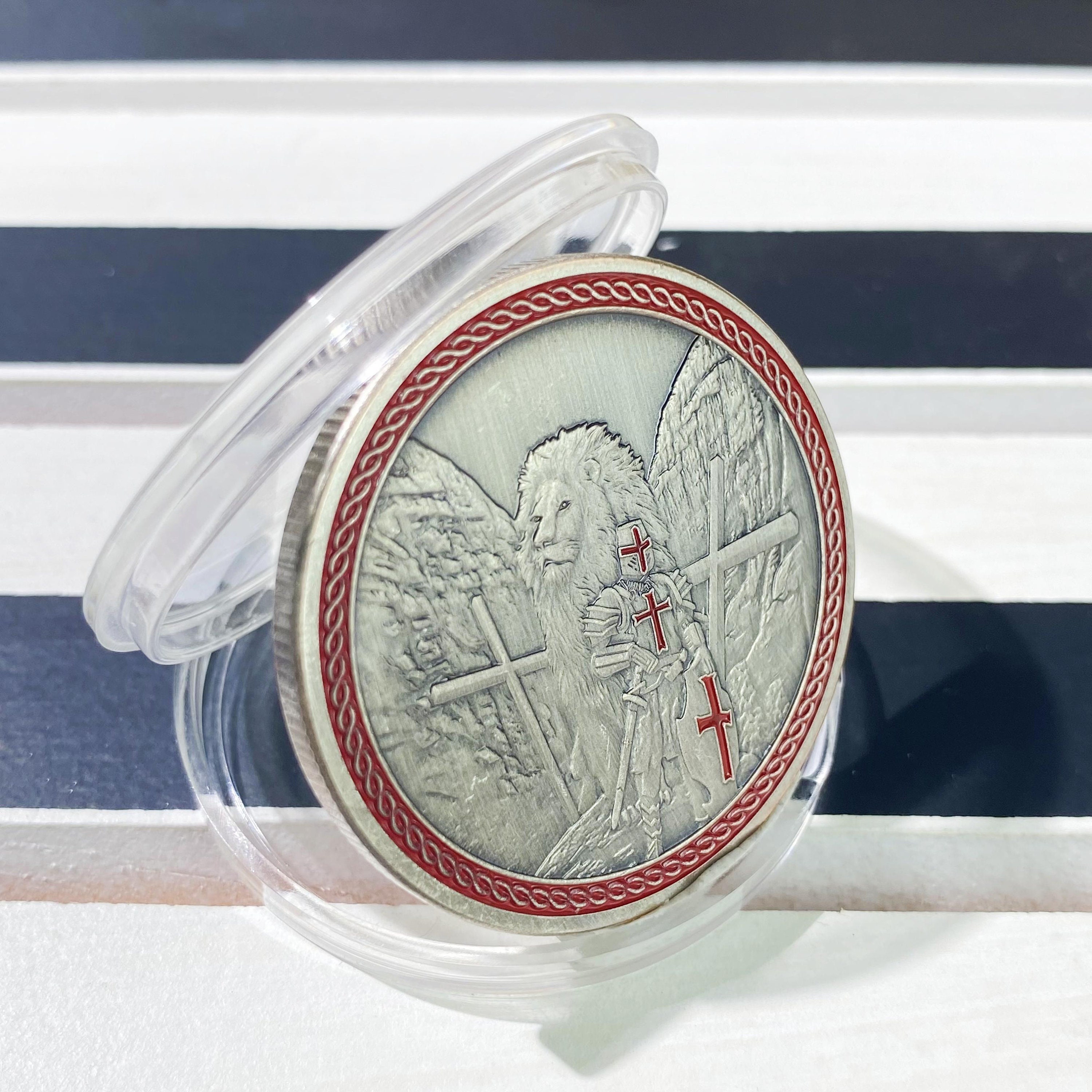 Knights Templar Challenge Coin the Knight and the Lion Coin - Etsy