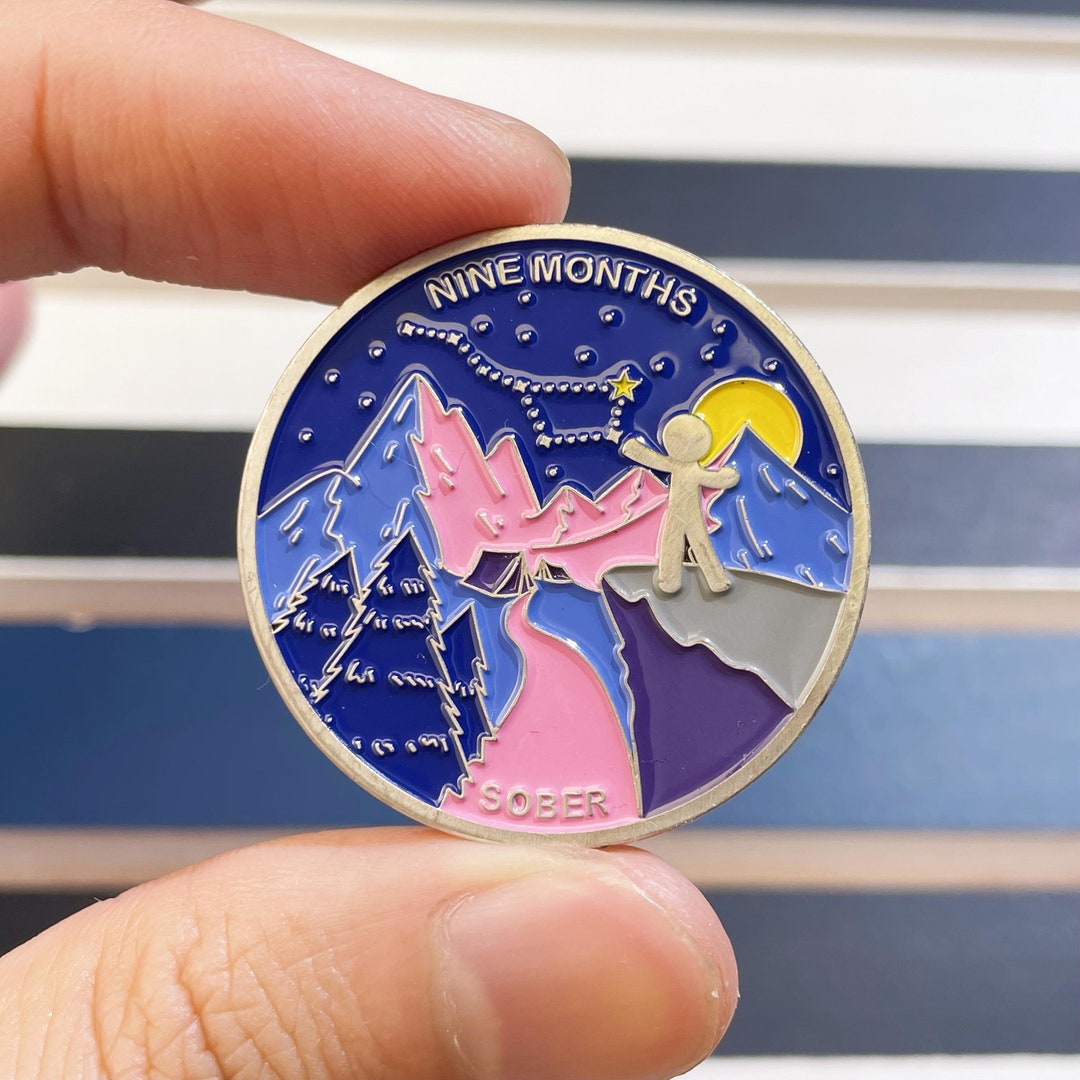 9 Months Sobriety Coin AA Chip 1-12 Months AA Medallion - Etsy