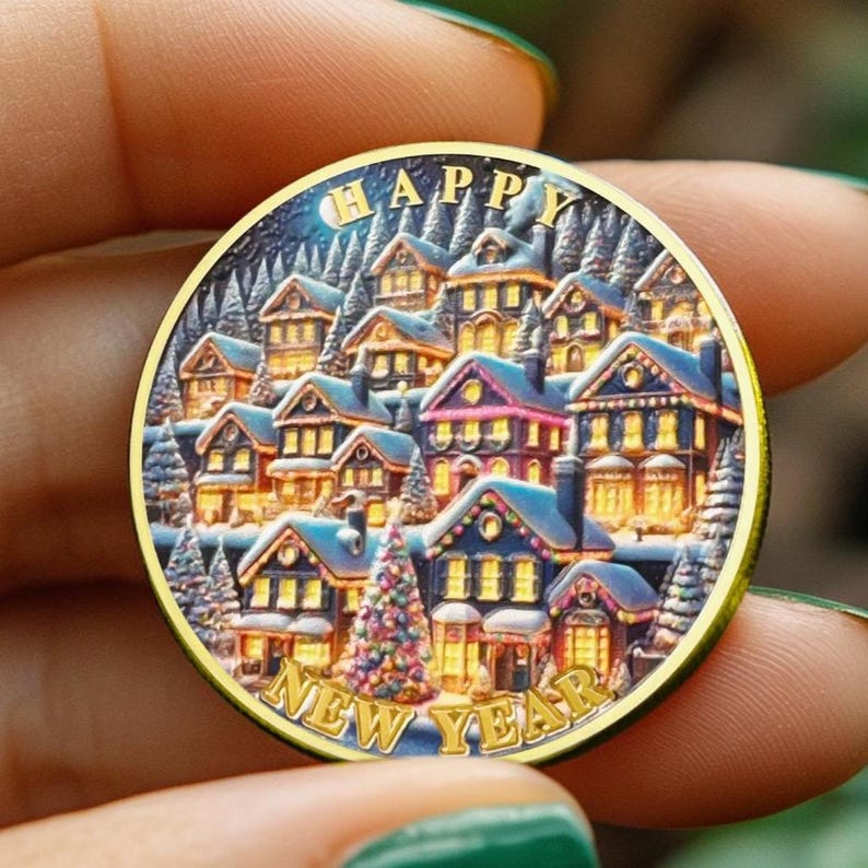 Christmas Challenge Coin Christmas Greetings Badge Happy New Year Token ...