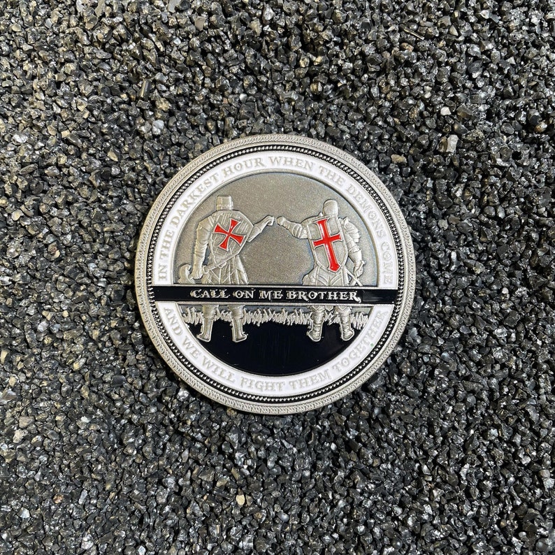 Knights Templar Challenge Coin - Black Templar - Collectible Coin - Red ...