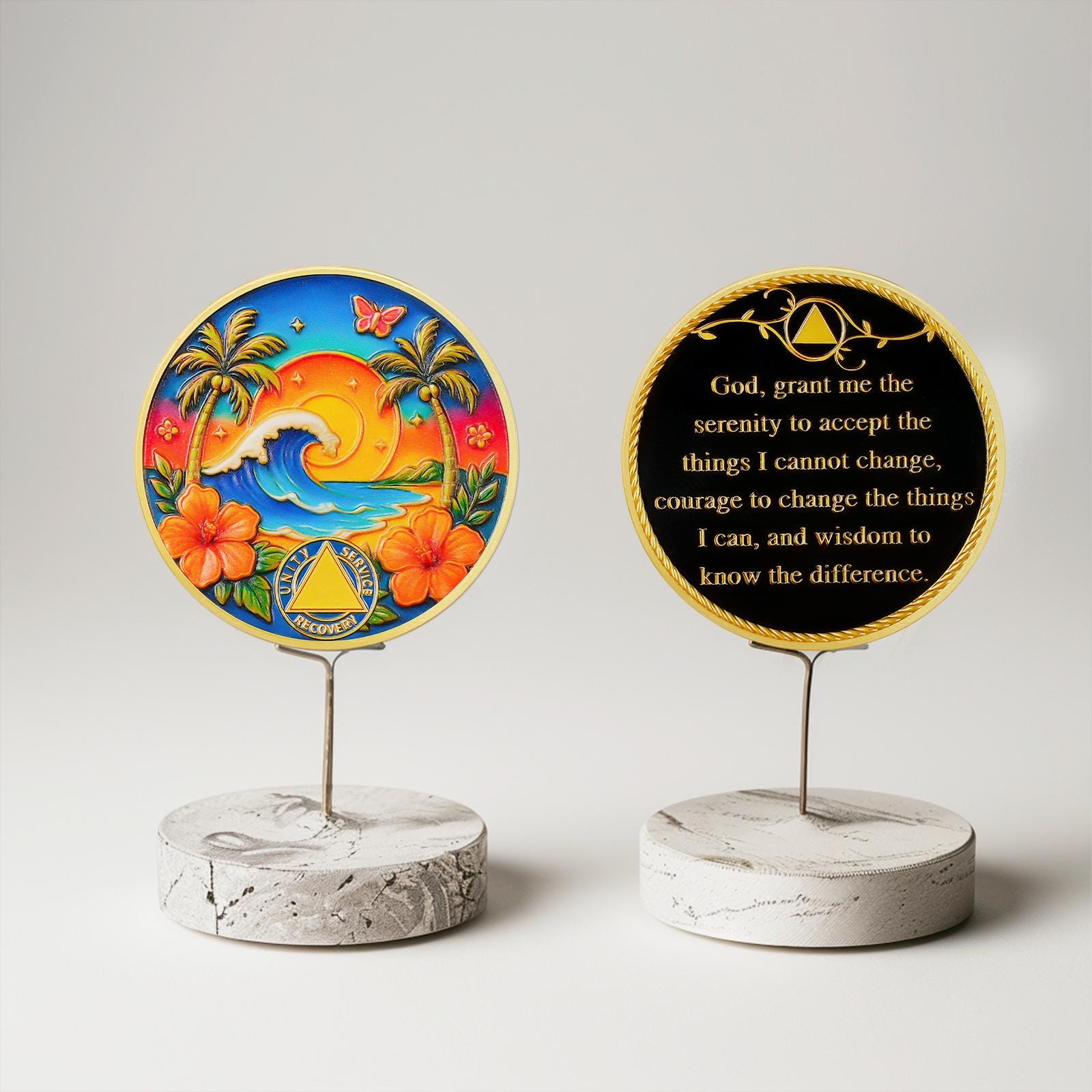 Sea and Sunrise AA Chip Customizable Year Growth and Renewal Sobriety ...