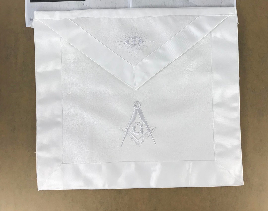 Master Mason Masonic Apron With Square & Compass and White Ribbon ...