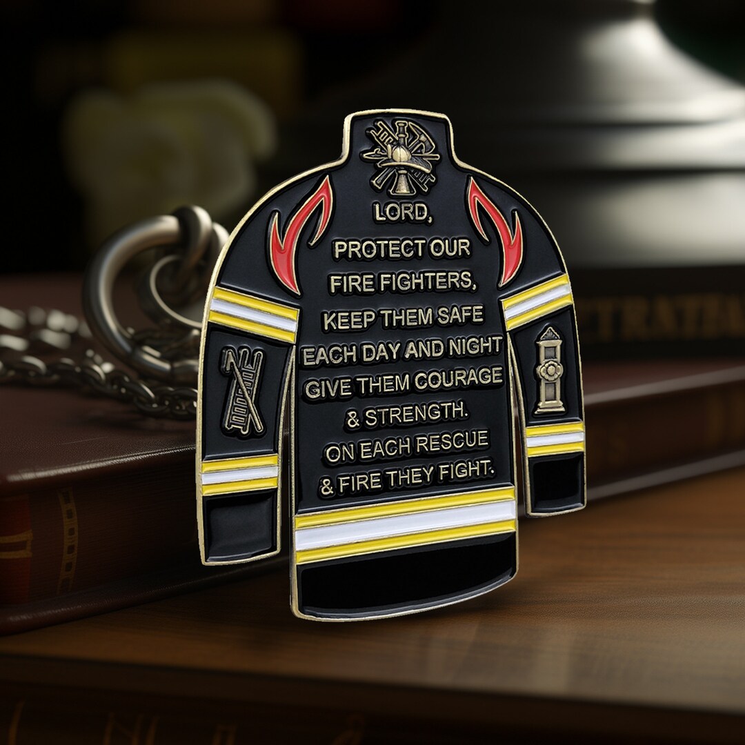 Firefighter Rescue Uniform Challenge Coin - Fireman Prayer Pocket Token ...